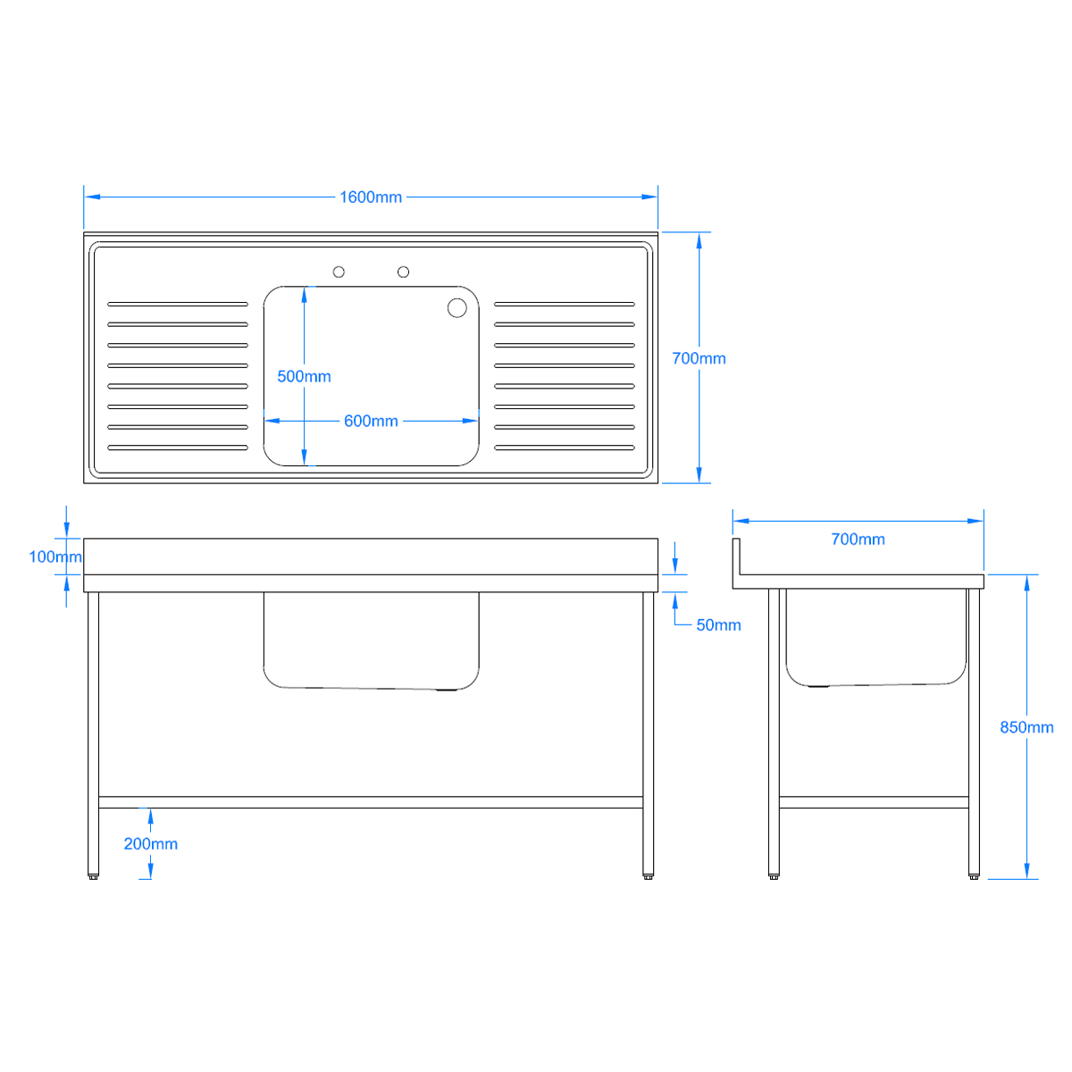 1600x 700mm Sink (Laundry Sink) | Buy Online | Ireland - CommercialSinks.ie