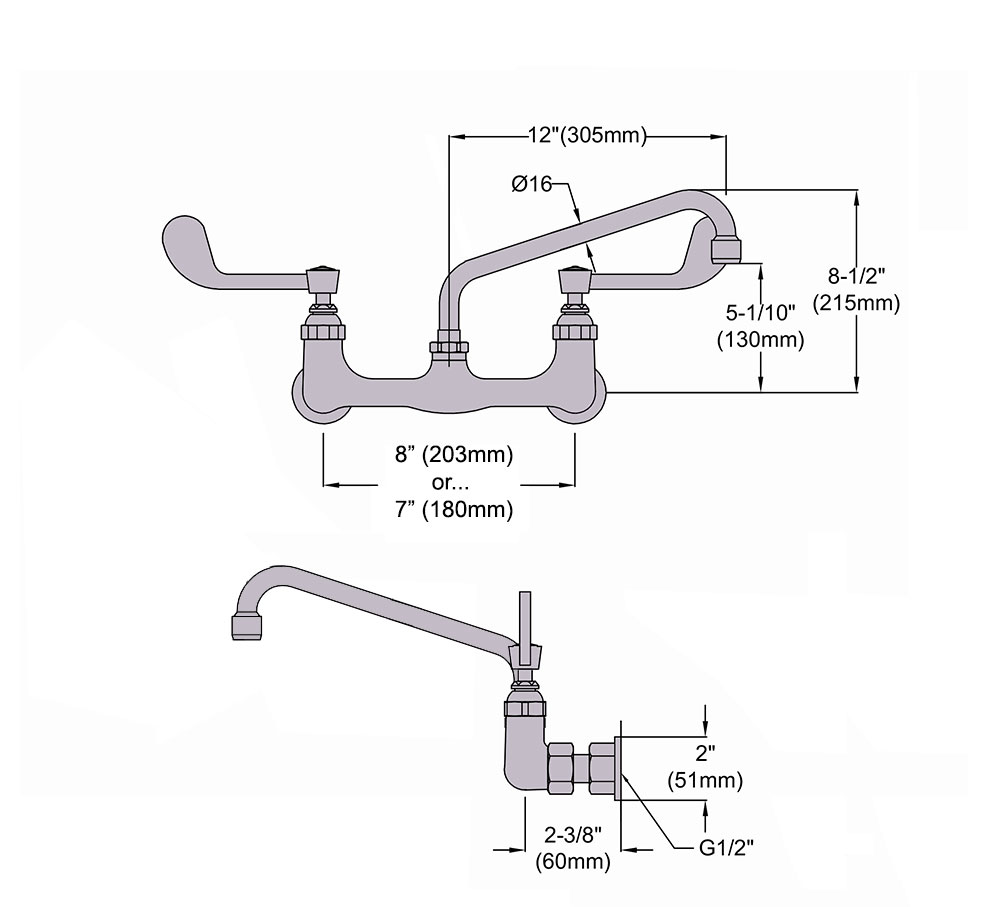 Wall Pantry Tap - 12" | Buy Online | Ireland - CommercialSinks.ie